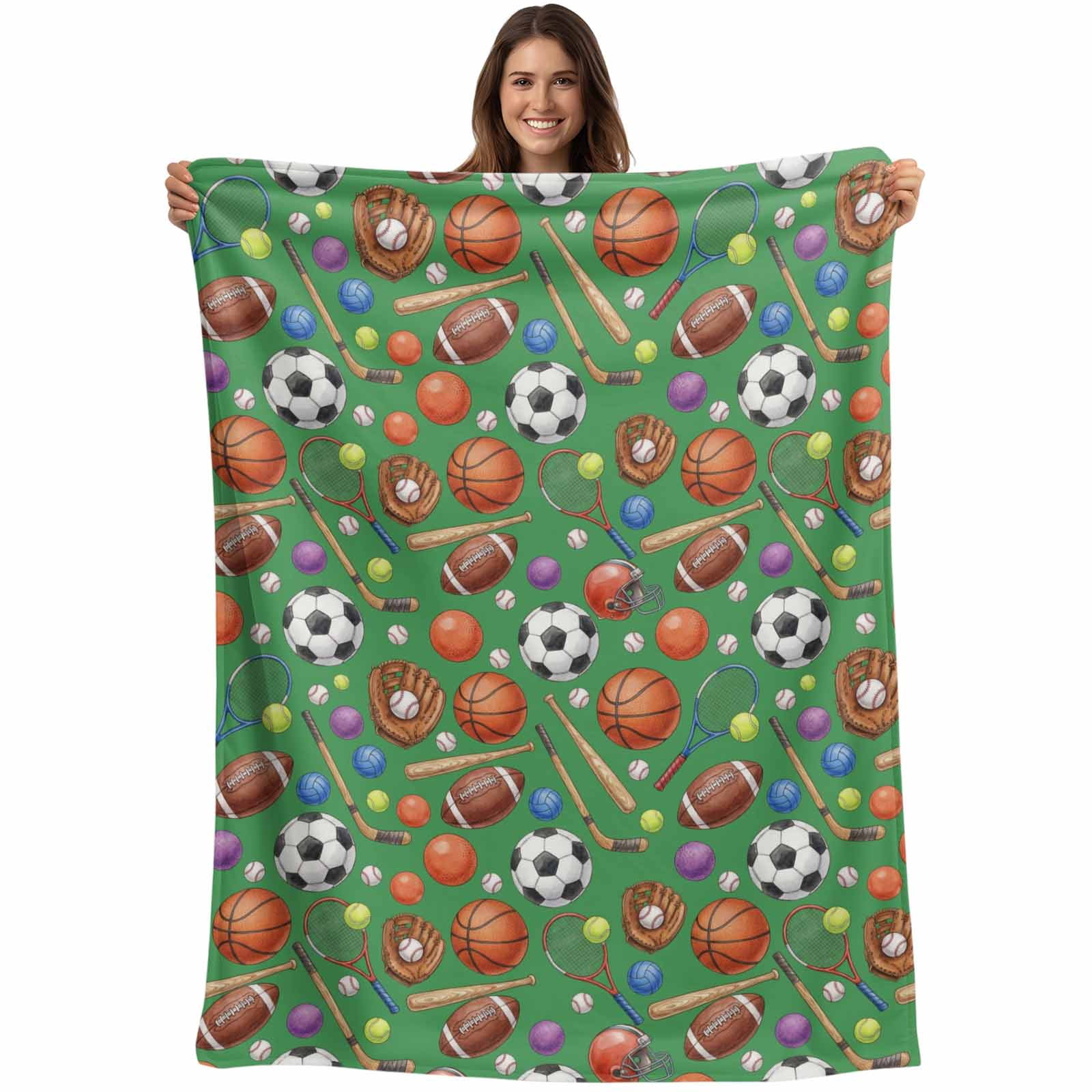 Ball Sports Blanket Soft Cozy Warm Throw Blanket for Couch, Plush Fuzzy ...