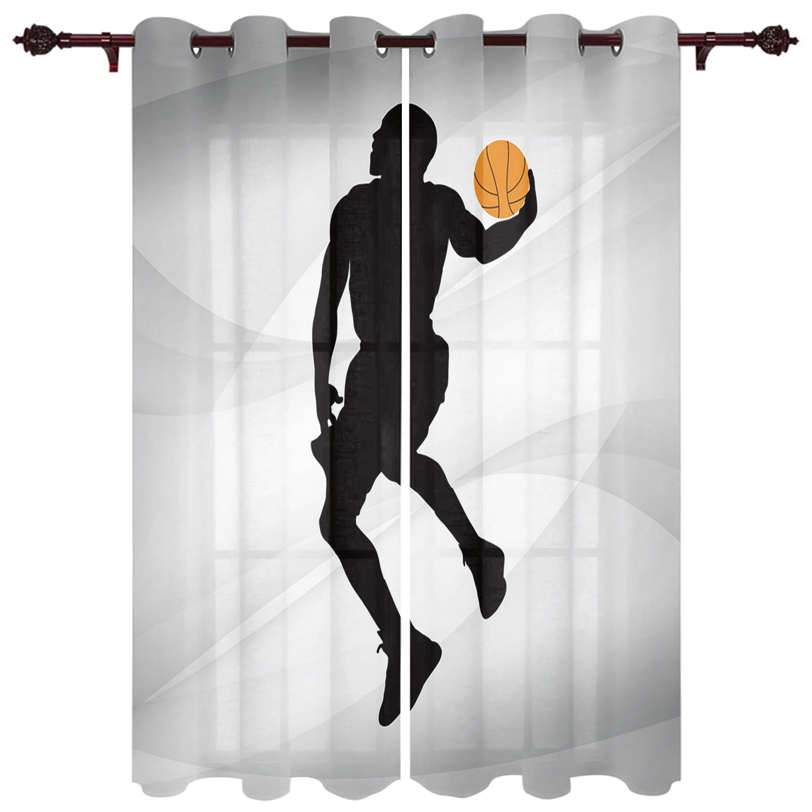 Ball Sports Football Basketball Window Curtains Home r Living Room ...