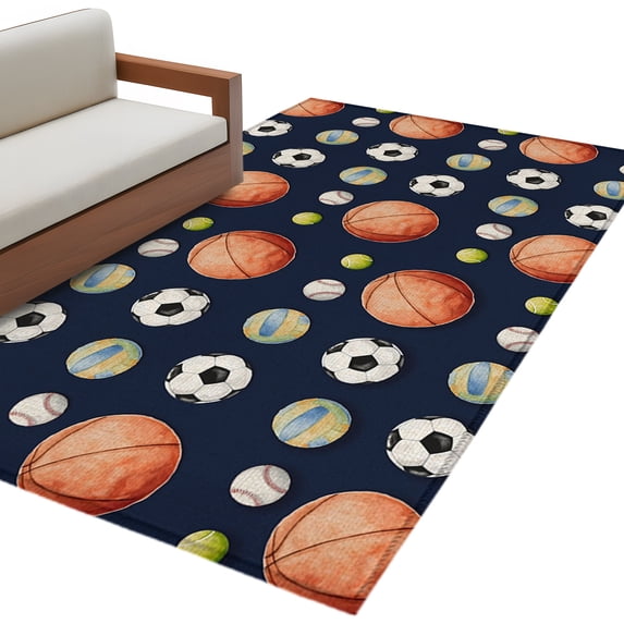 Ball Sports Kitchen Runner Rug 2.7x5 Washable Runners for Hallway Non ...