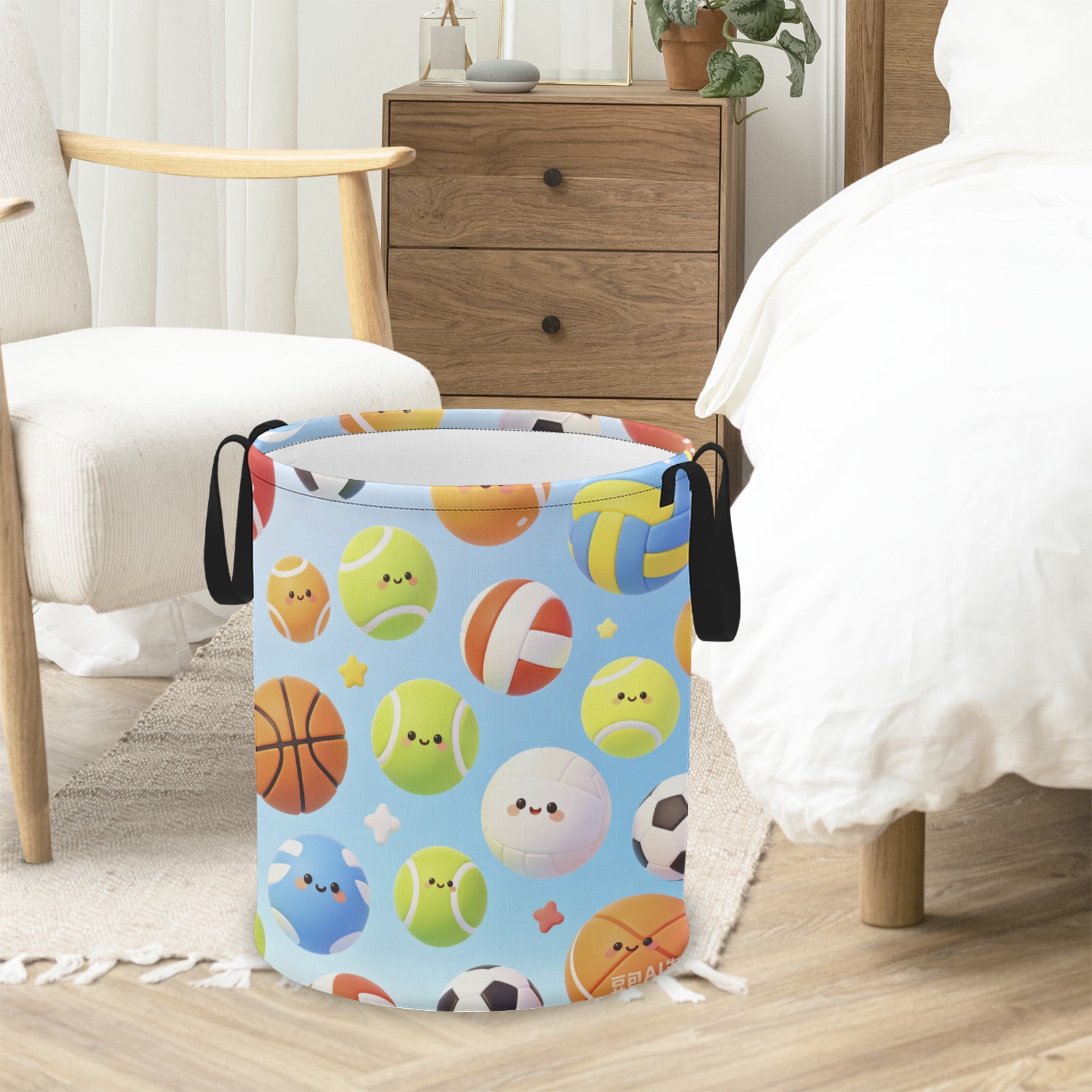Ball Sports Laundry Basket, Foldable Waterproof Laundry Hamper Tote Bag ...