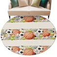 Ball Sports Round Rug 8ft Washable Circle Rugs Non Slip Rustic Football ...