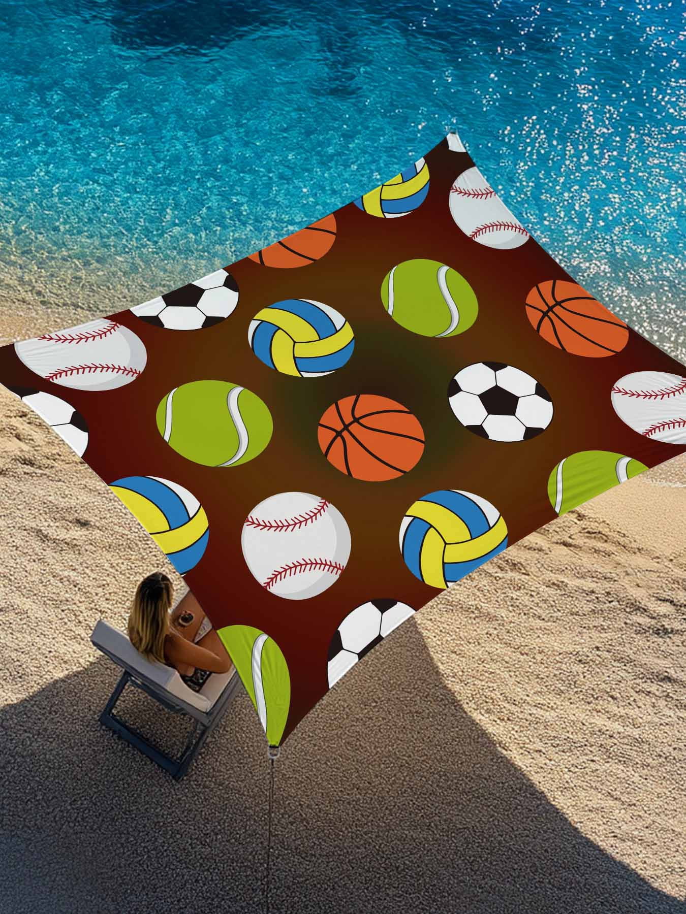 Ball Sports Sun Shade Sail 8' x 10', Baseball Tennis Basketball Soccer ...
