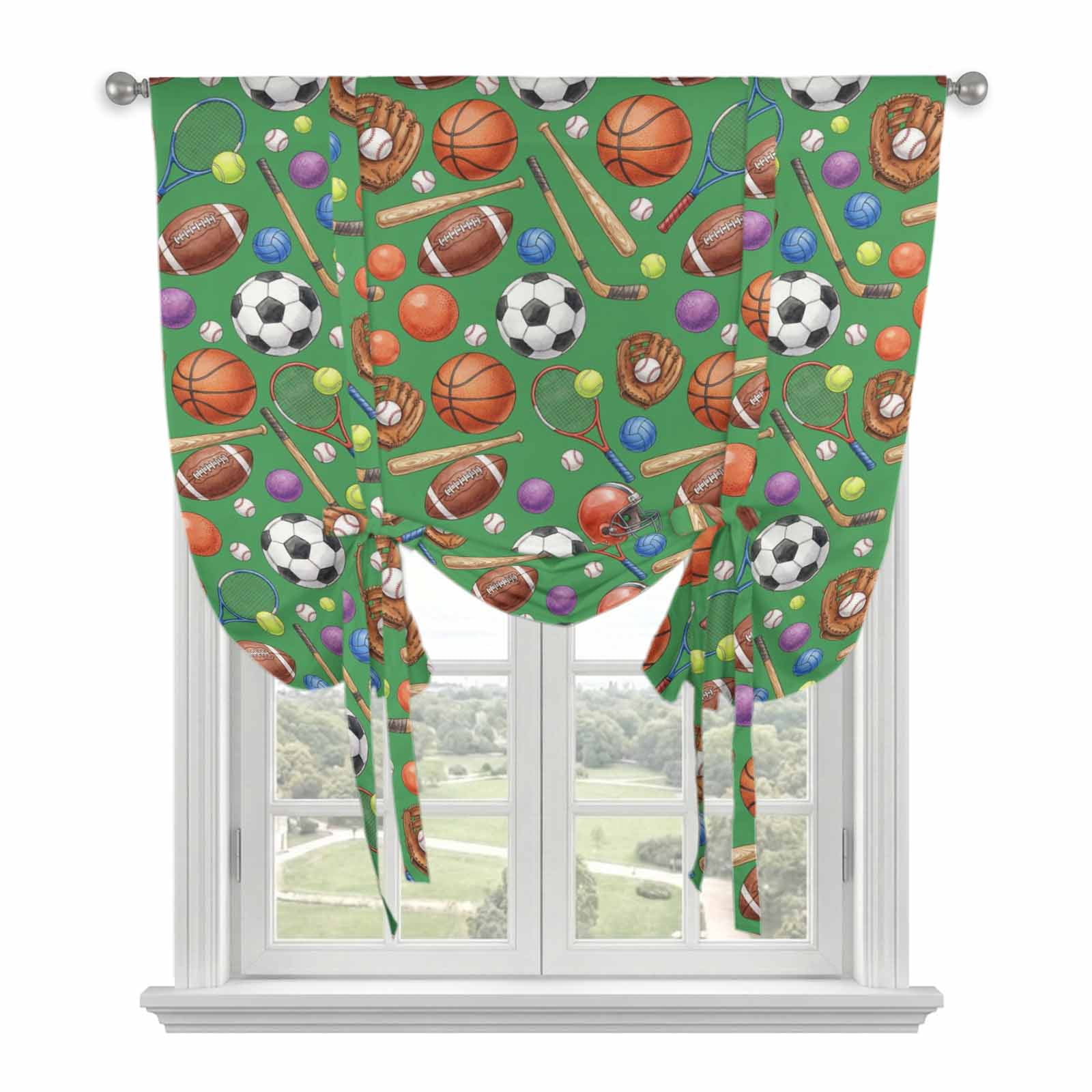 Ball Sports Tie Up Curtains for Window, Thermal Insulated Balloon Shade ...