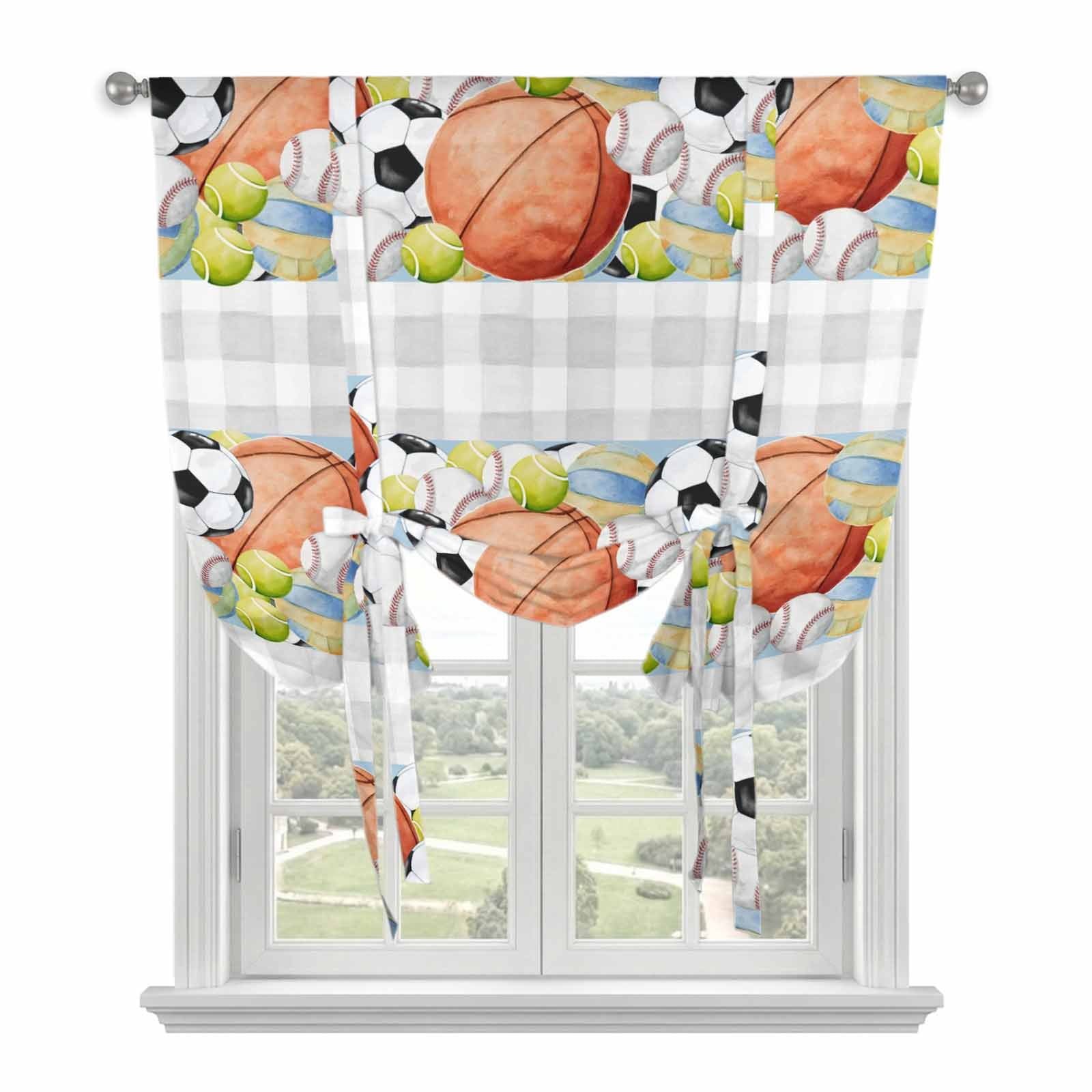 Ball Sports Tie Up Curtains for Window, Thermal Insulated Balloon Shade ...