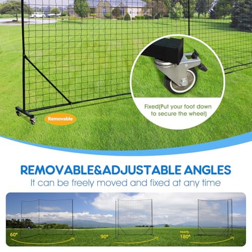 Ball Stop Net System with Wheels Movable Socketed Ball Stop Net Sports ...