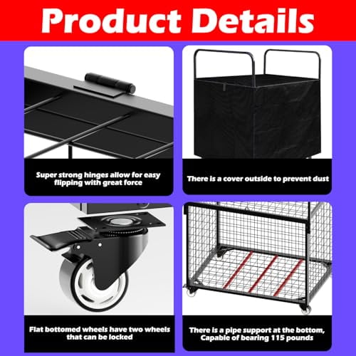 Ball Storage - 41" Extra Large Cart with Wheels Garage Volleyball ...