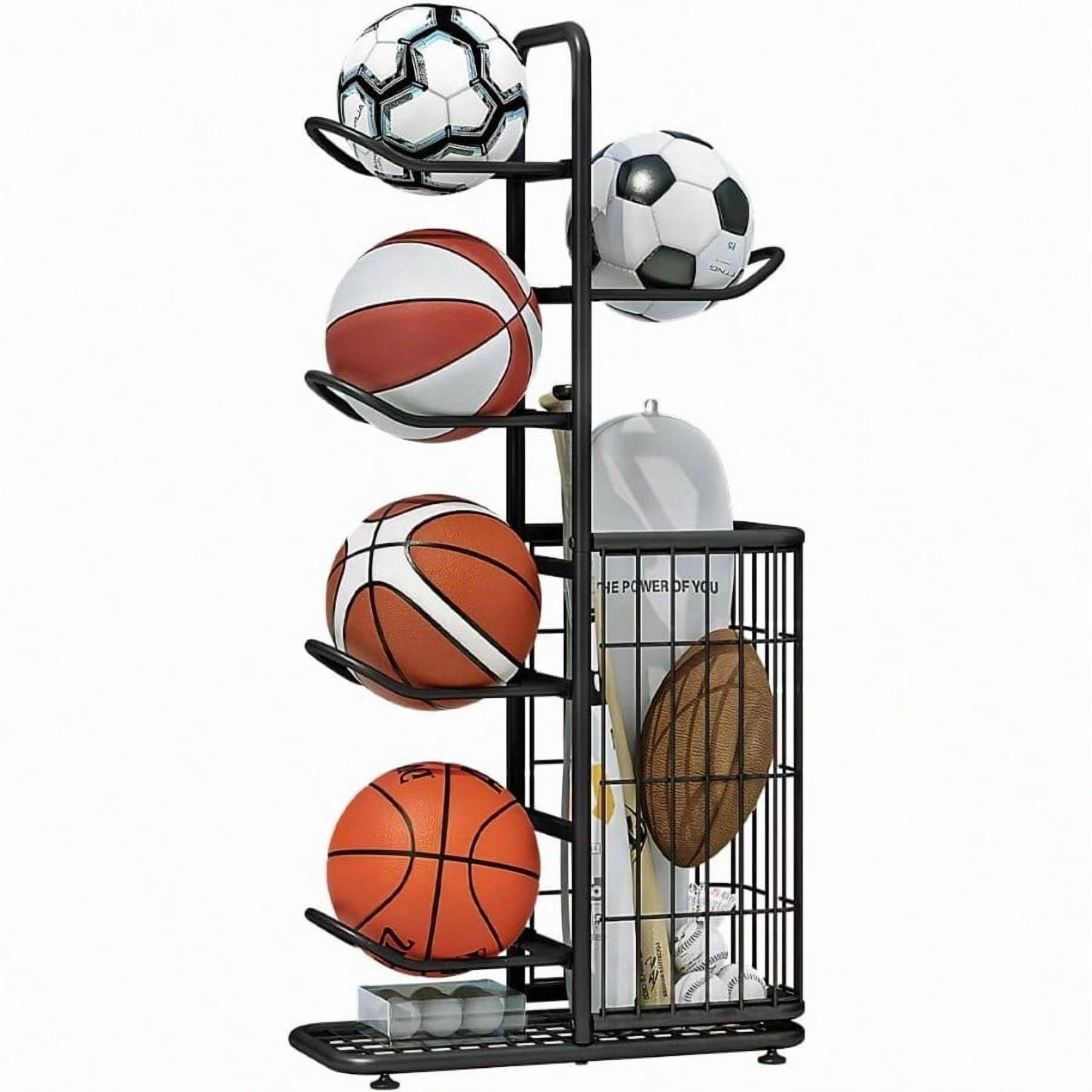 Ball Storage Basketball Rack Organizer Sports Equipment Garage Stand 6 ...