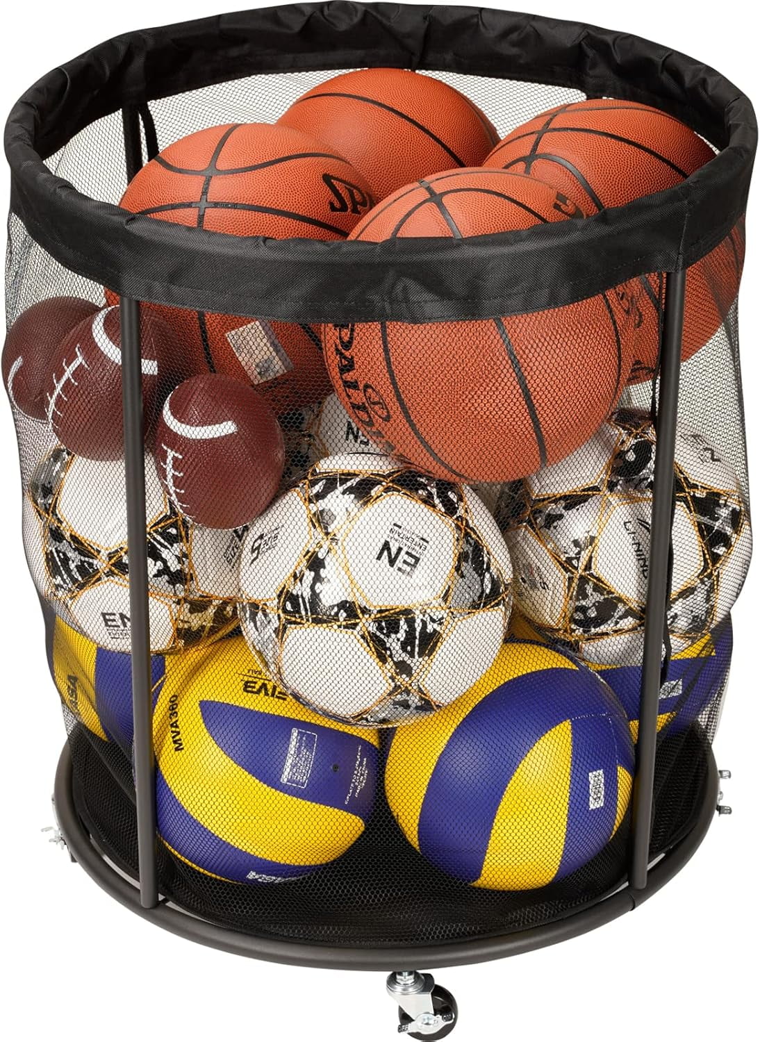 Ball Storage Cart, Ball Storage Bin for Balls, 48 Gals Mesh Ball Holder ...