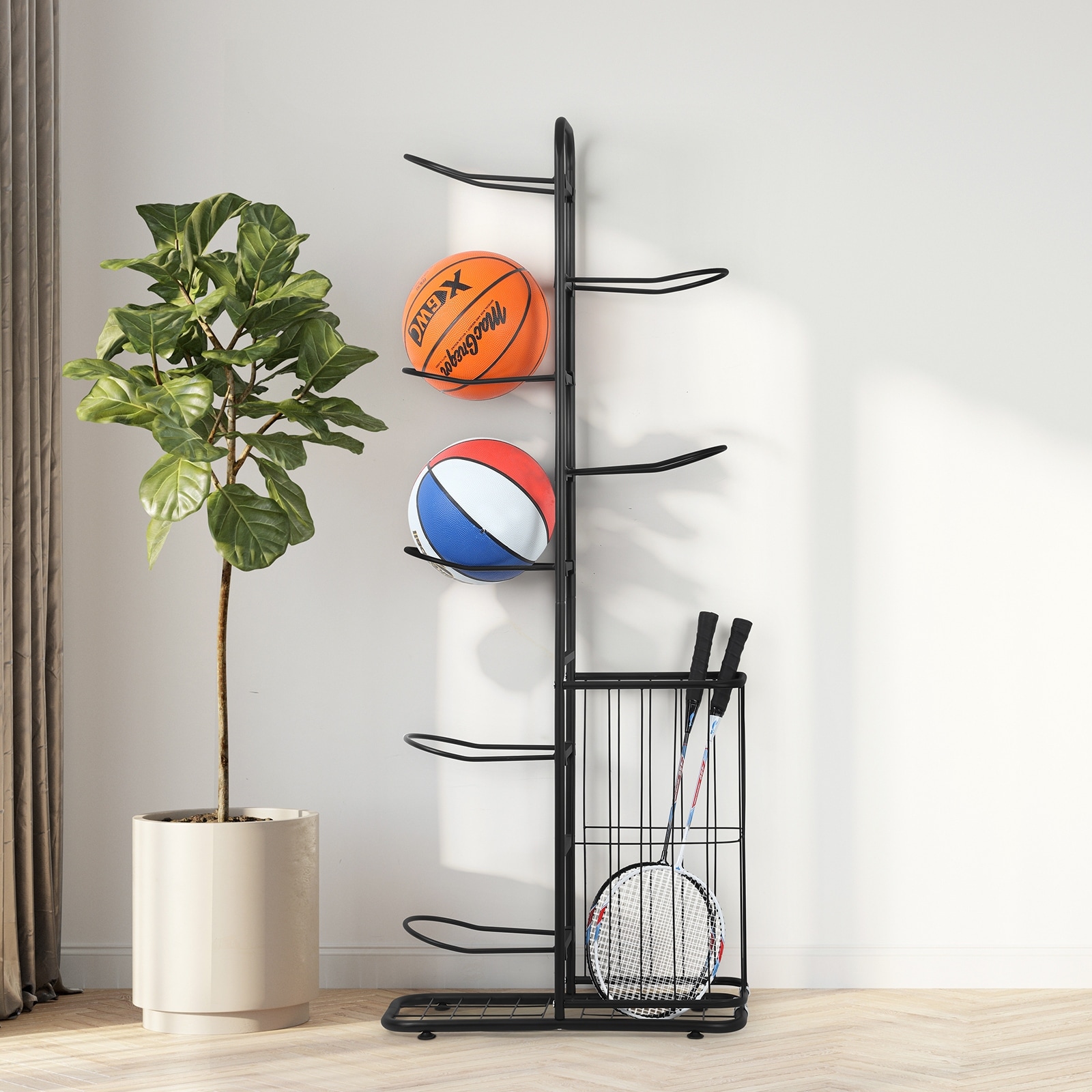 Ball Storage Rack with Basket 5-Tier - Walmart.com