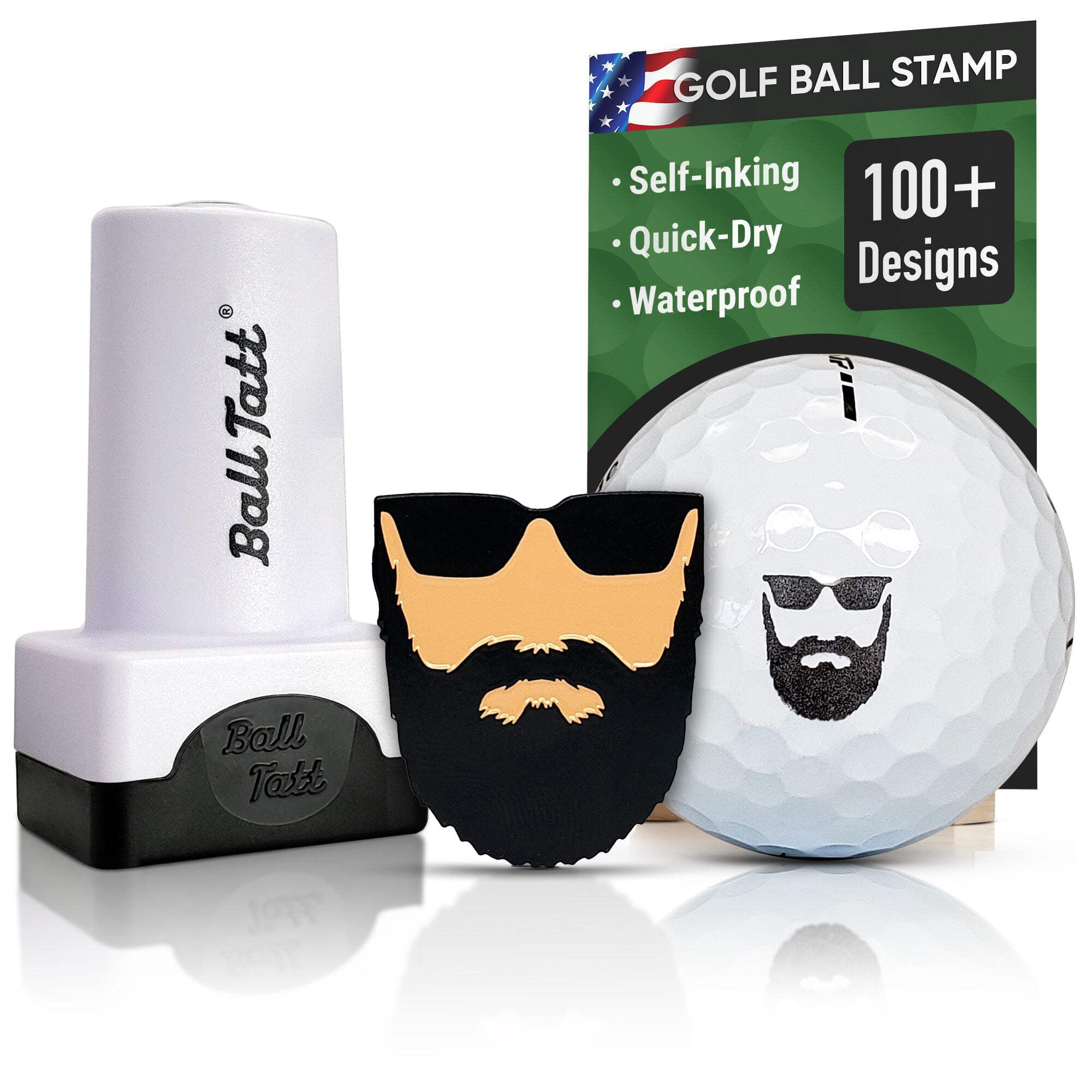 Ball Tatt Beard Man Golf Ball Stamper Self-Inking Quick-Dry with XL ...