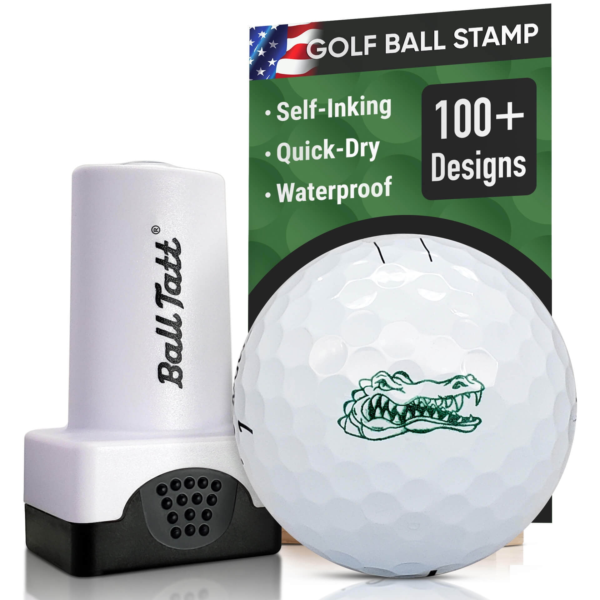 Ball Tatt Golf Ball Stamp Marker Self-Inking Quick-Dry Stamper, Green ...