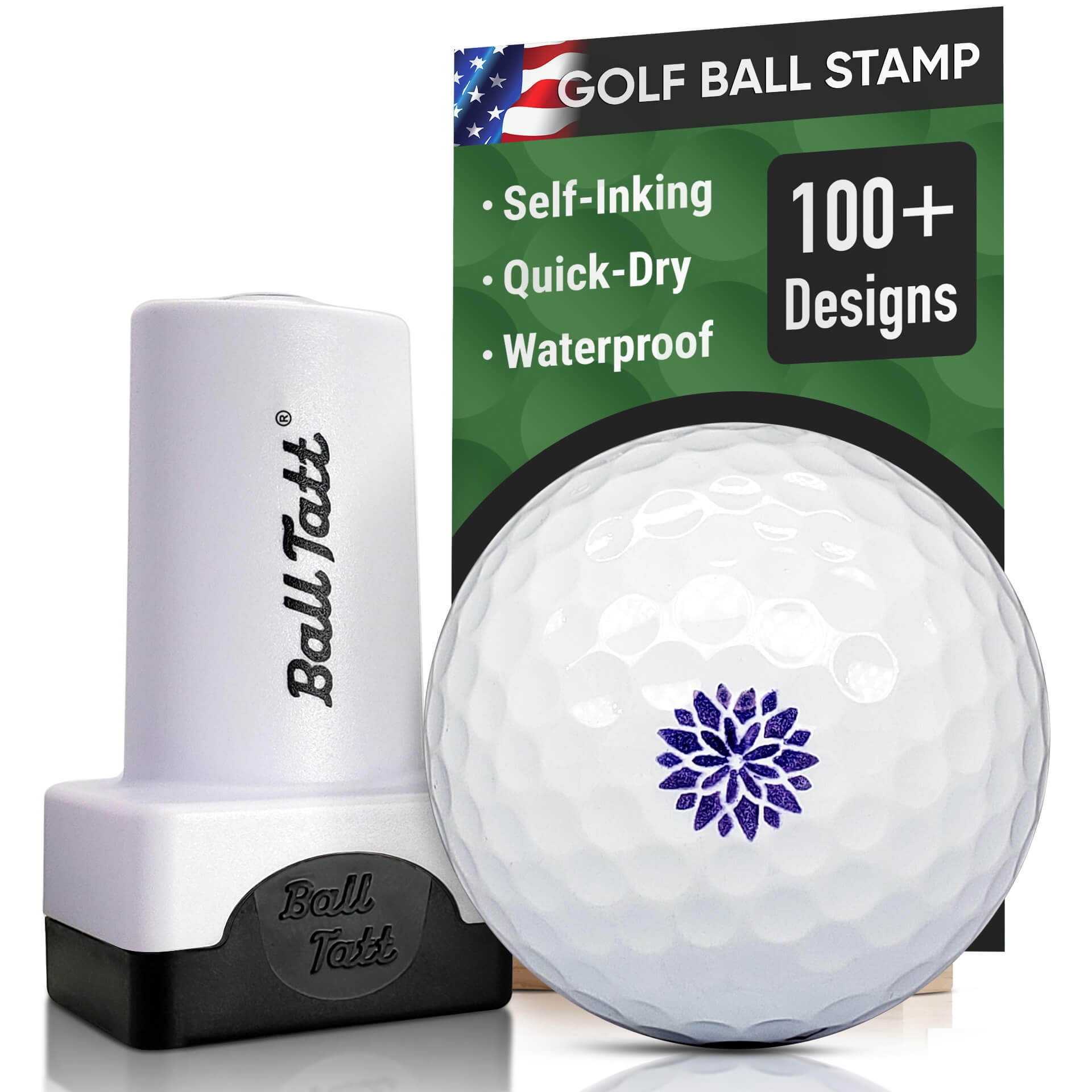 Ball Tatt Golf Ball Stamp Self-Inking Quick-Dry Stamper Violet, Flower ...