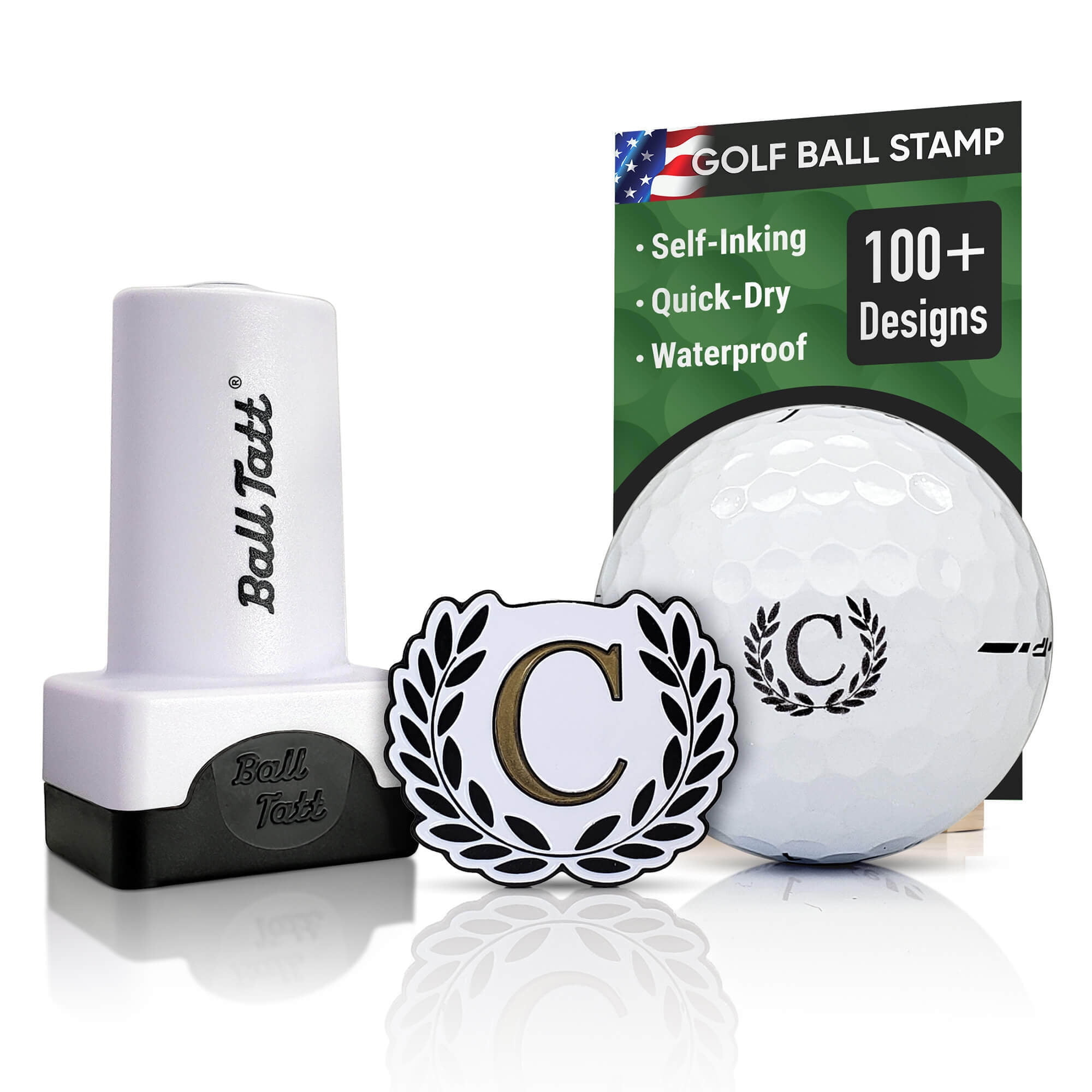 Ball Tatt C Initial Golf Ball Stamp Self-Inking Quick-Dry with Monogram ...