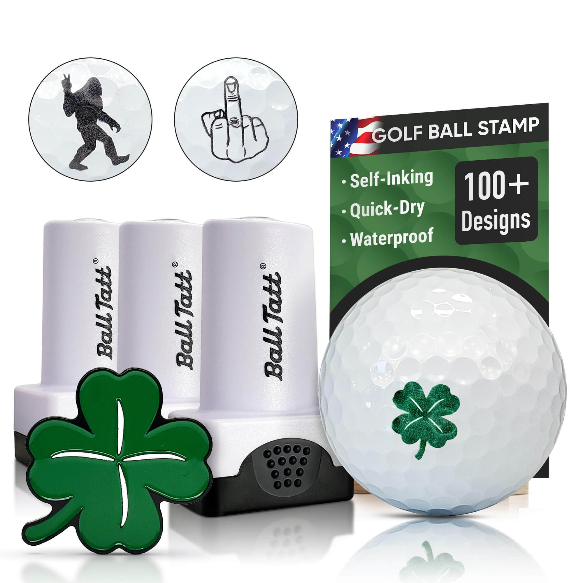 Ball Tatt Golf Ball Stamp Self-Inking Stamper and Clover Ball Marker ...