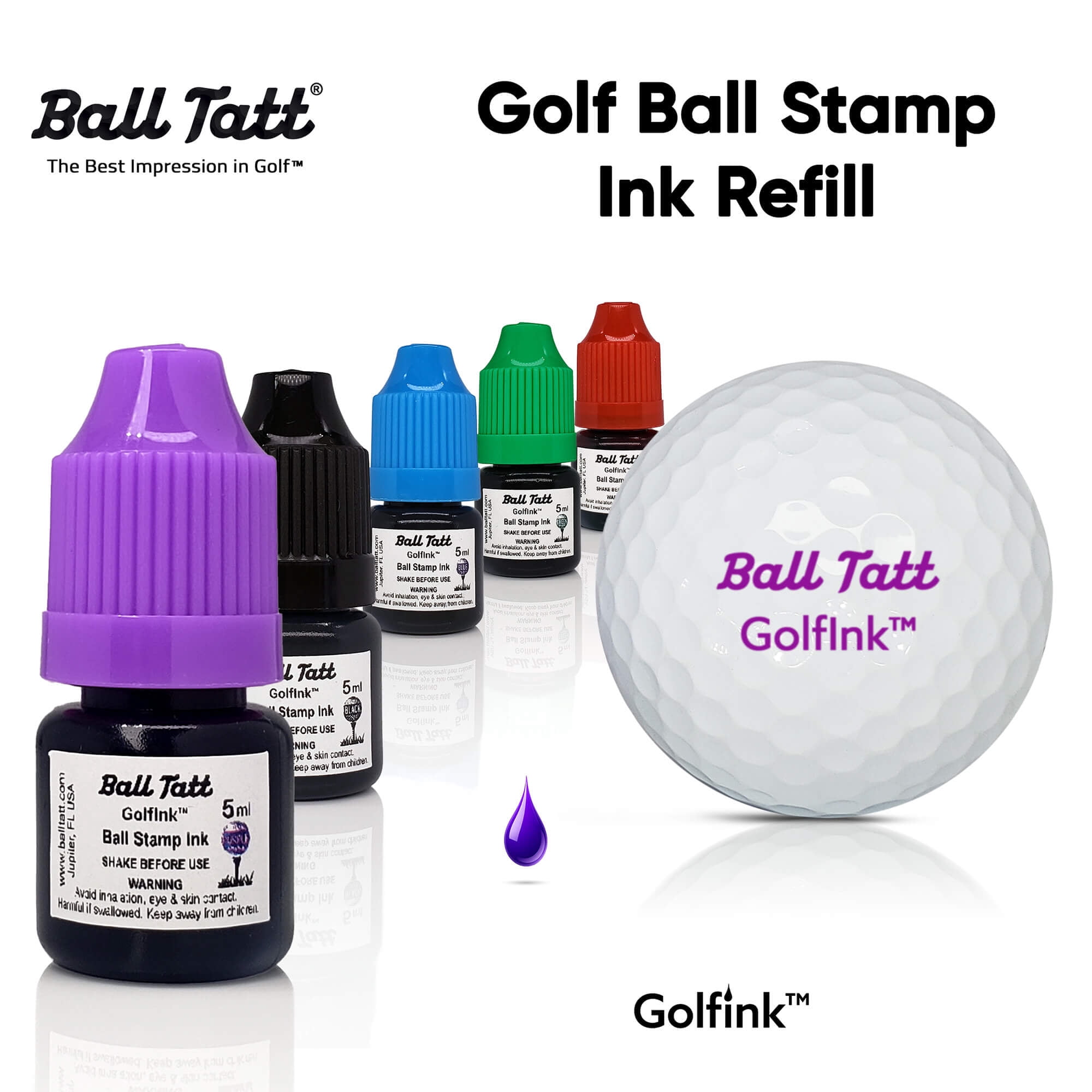 Ball Tatt Golfink™ - Golf Ball Stamp Ink Refill, Indelible, Waterproof ...