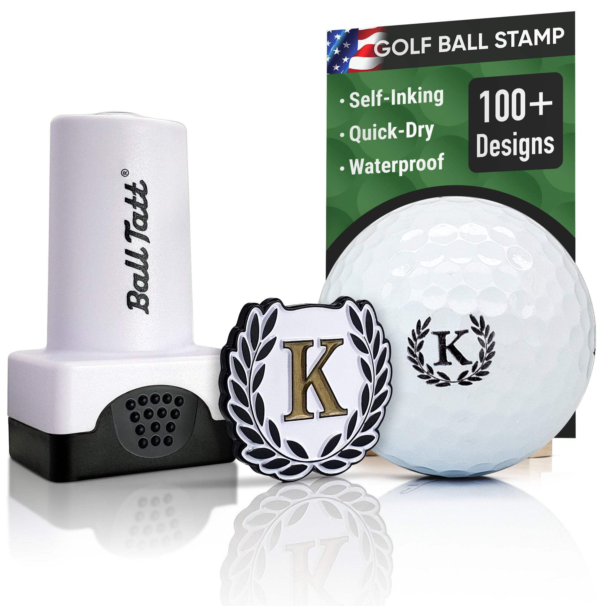 Ball Tatt K Initial Golf Ball Stamp Self-Inking Quick-Dry with Monogram ...