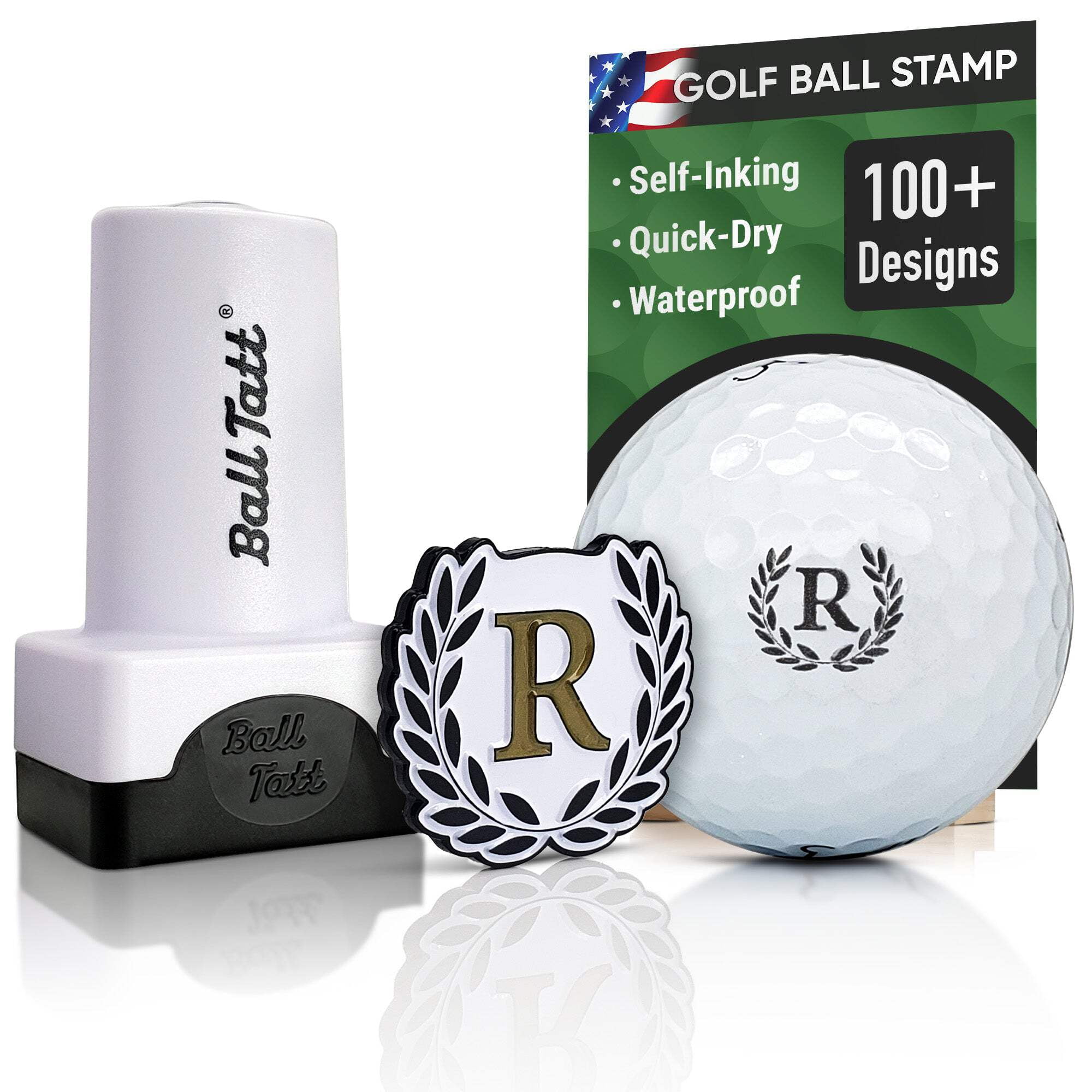 Ball Tatt R Initial Golf Ball Stamp Self-Inking Quick-Dry w/ Monogram ...
