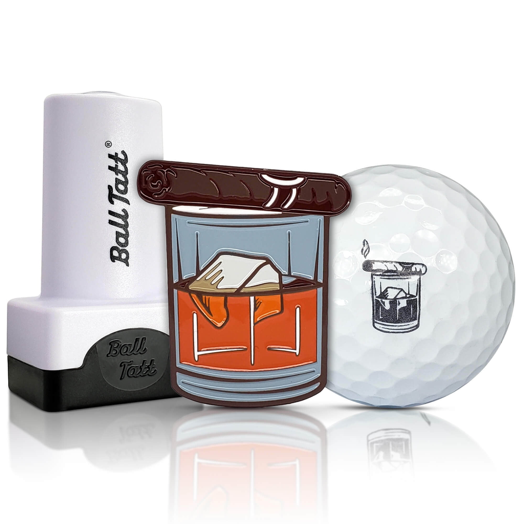 Ball Tatt Whiskey Cigar Golf Ball Stamper Self-Inking Quick-Dry with XL ...