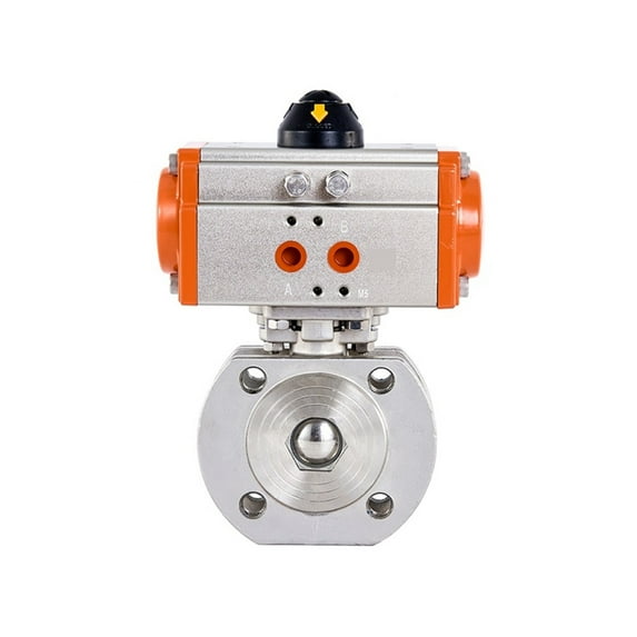 Ball Valve 1-1/4" Pneumatic Thin Stainless Steel Wafer Type Flanged ...