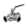 Ball Valve 304 Stainless Steel Sanitary Ball Valve 3 Three Way 1.5" 50 ...