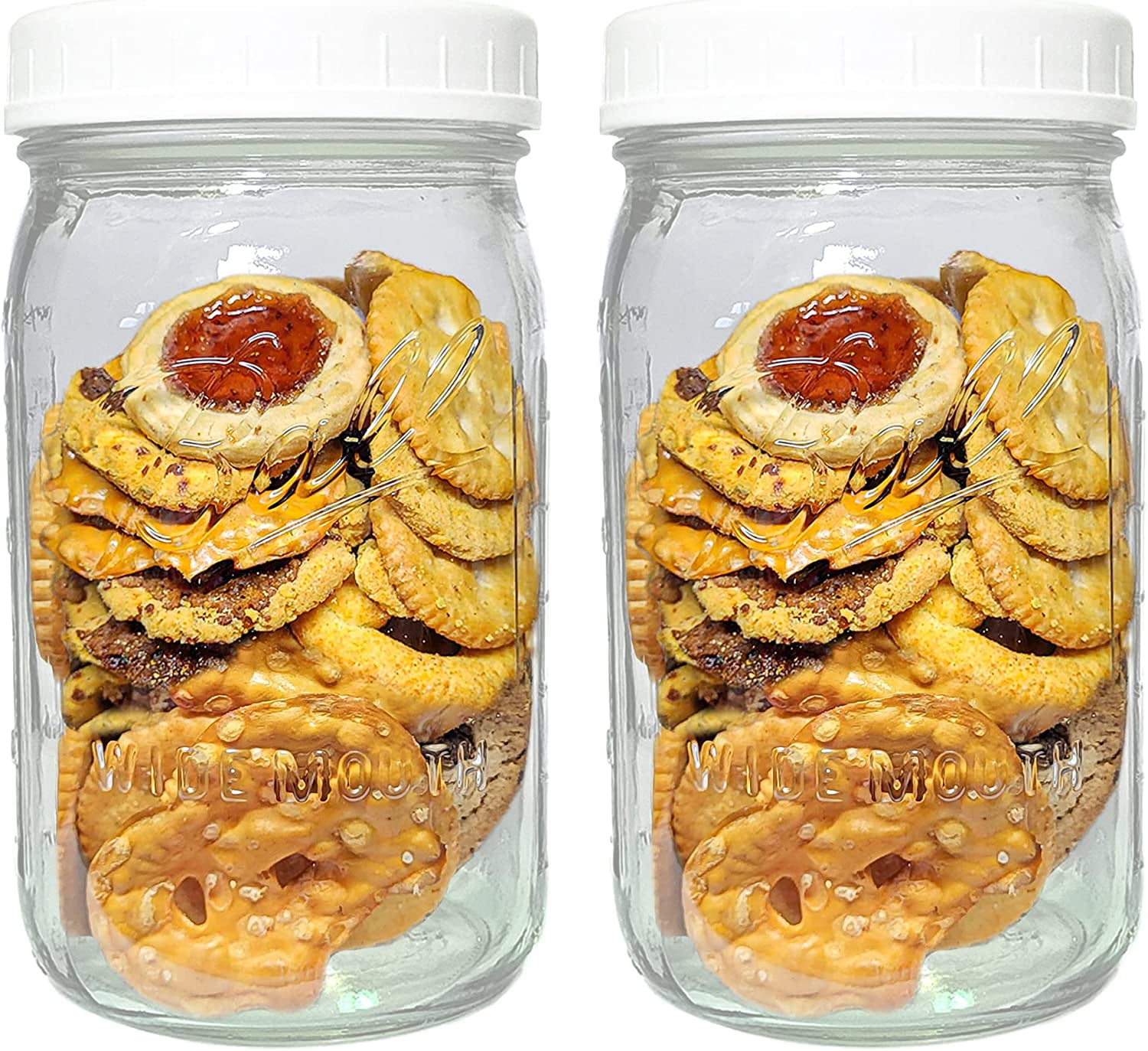 Ball 32oz Wide Mouth Mason Jars 2 Pack with Plastic Lids for Preserving ...