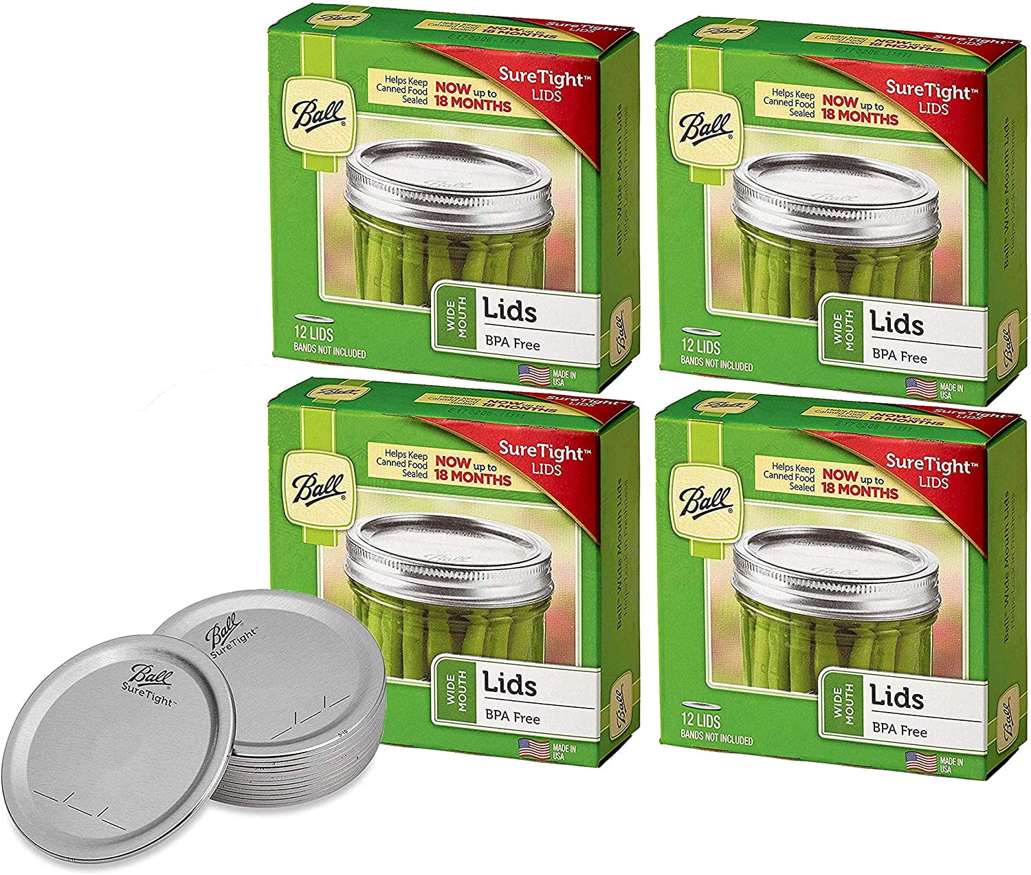 Ball Wide Mouth Lids 4 PACK ( 48 Lids total ) - Walmart.com