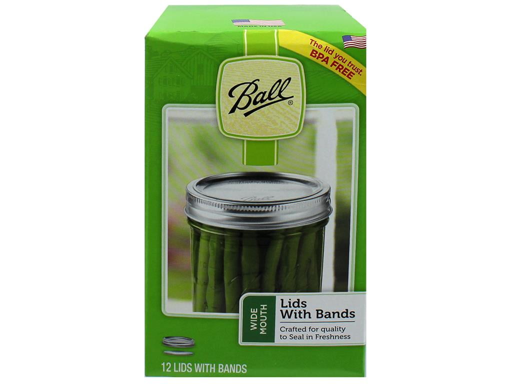 Ball Wide Mouth Lids with Bands for Glass Mason Jars, 12 Count ...