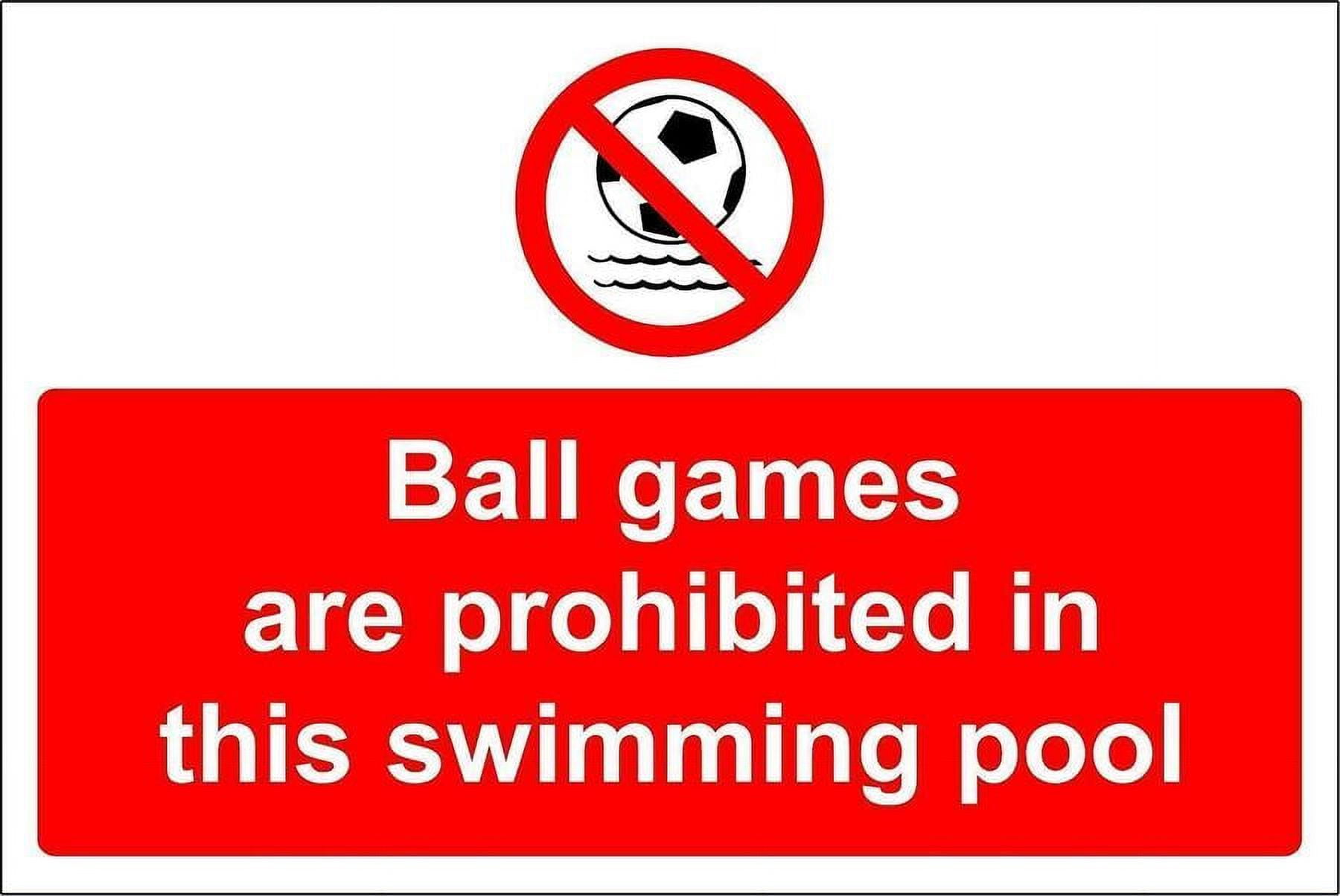 Ball games are prohibited in this swimming pool metal park safety sign Size: 16 x 12 Inch ...