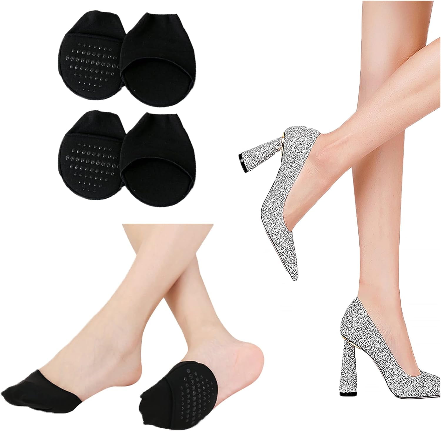 Ball of Foot Cushion Socks Seamless Toe Topper Socks Half Forefoot ...