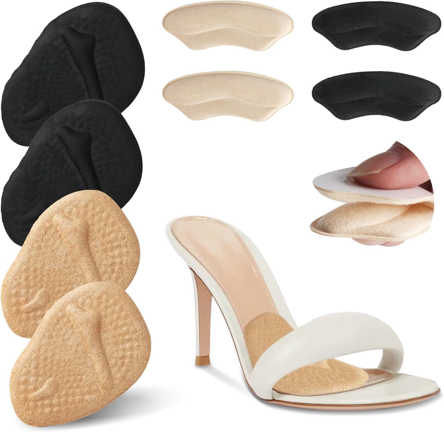 Ball of Foot Cushions & Heel Grips Set - Non-Slip Suede Surface with ...