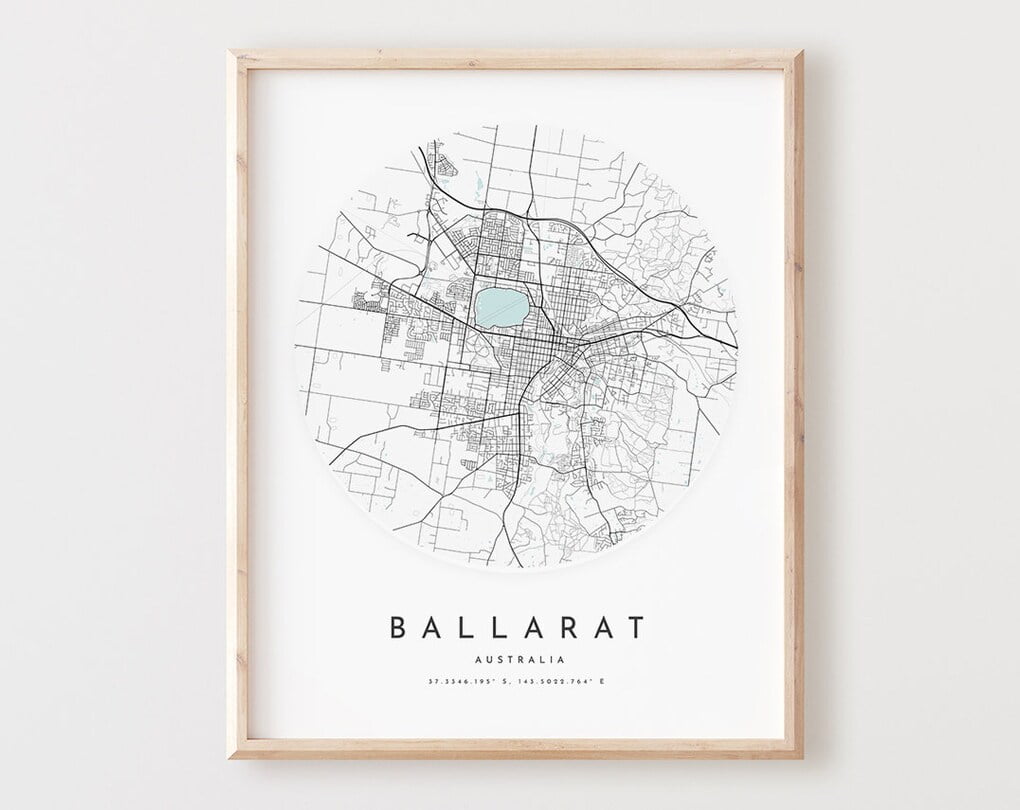 Ballarat Map Print, Ballarat Map Poster City Wall Art, Ballarat Road ...