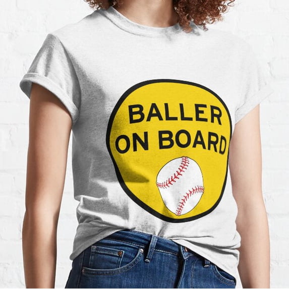 Baller On Board Baseball Car Sports Circle Classic T-shirt - Walmart.com