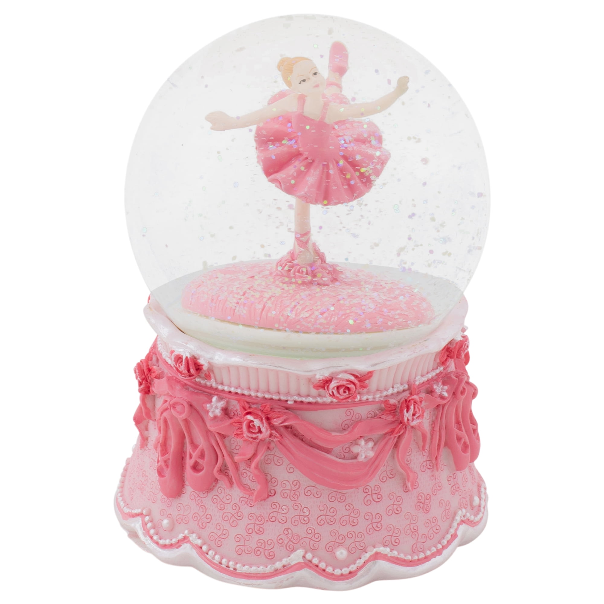 Ballerina Arabesque Pose Rotating Figurine 100MM Water Globe Plays Tune ...