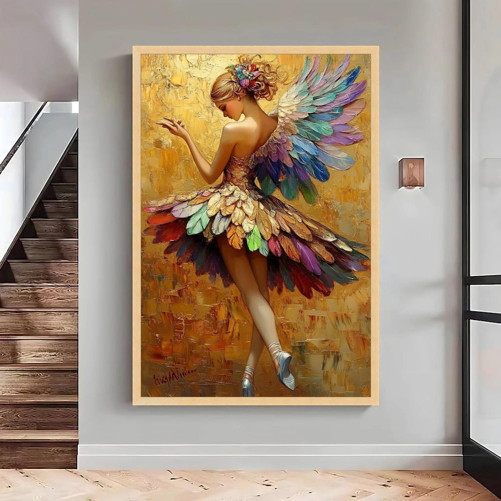 Ballerina Art Print Feather Wings Angelic Dance Wall Art Home Decor ...
