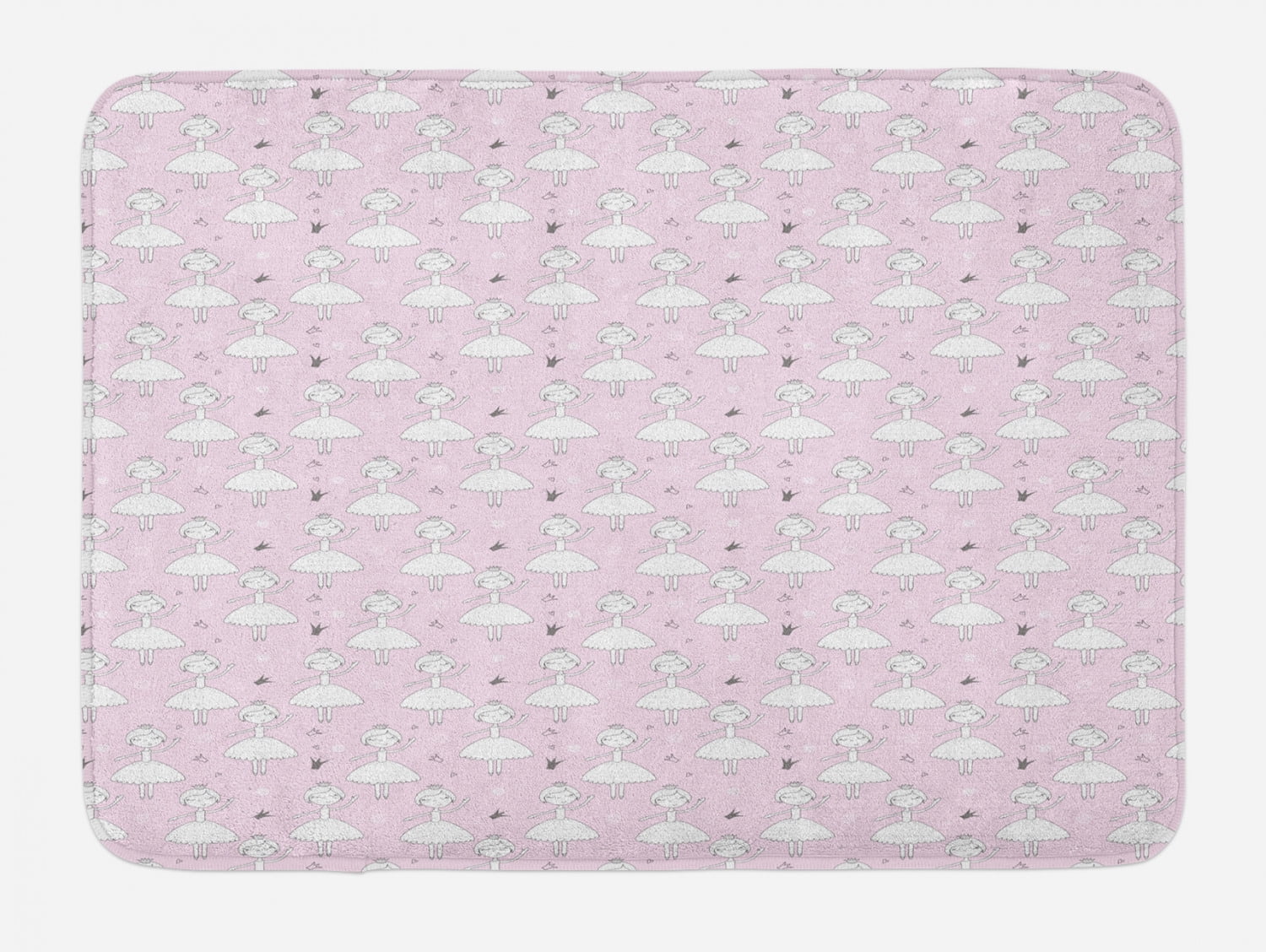 Ballerina Bath Mat, Continuous Little Girls Pattern with Short Hair and ...