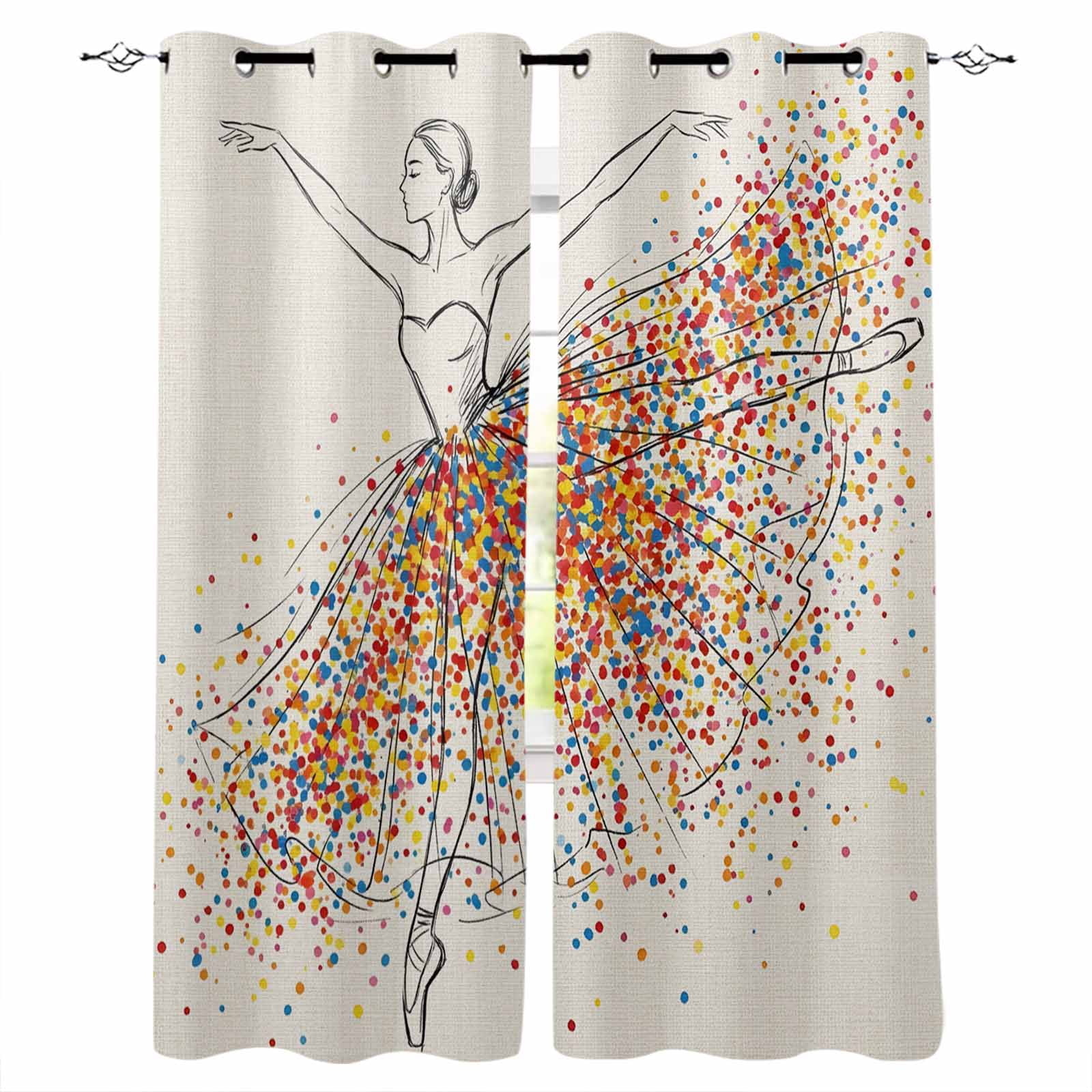 Ballerina Blackout Curtains for Bedroom Living Room Darkening Curtains ...