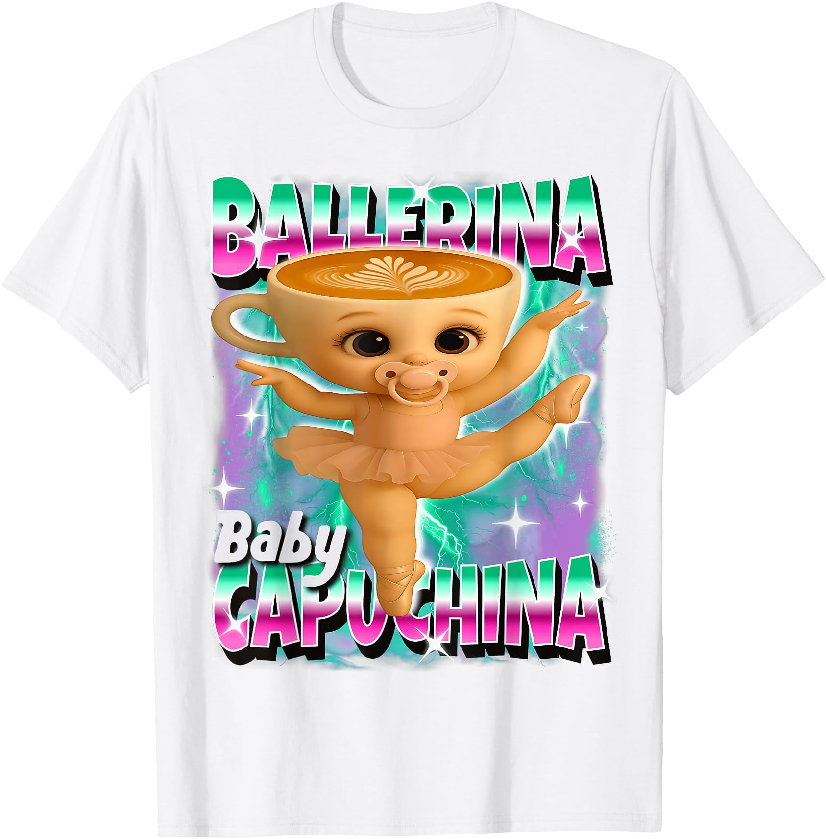 Ballerina-Cappuccina Italian-Brainrot Funny AI Animals Kids T-Shirt ...