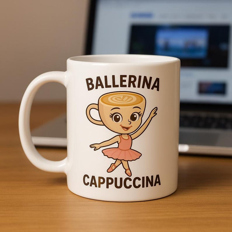 Ballerina Cappuccina Mug, Funny Italian Brainrot Meme, Viral Internet ...