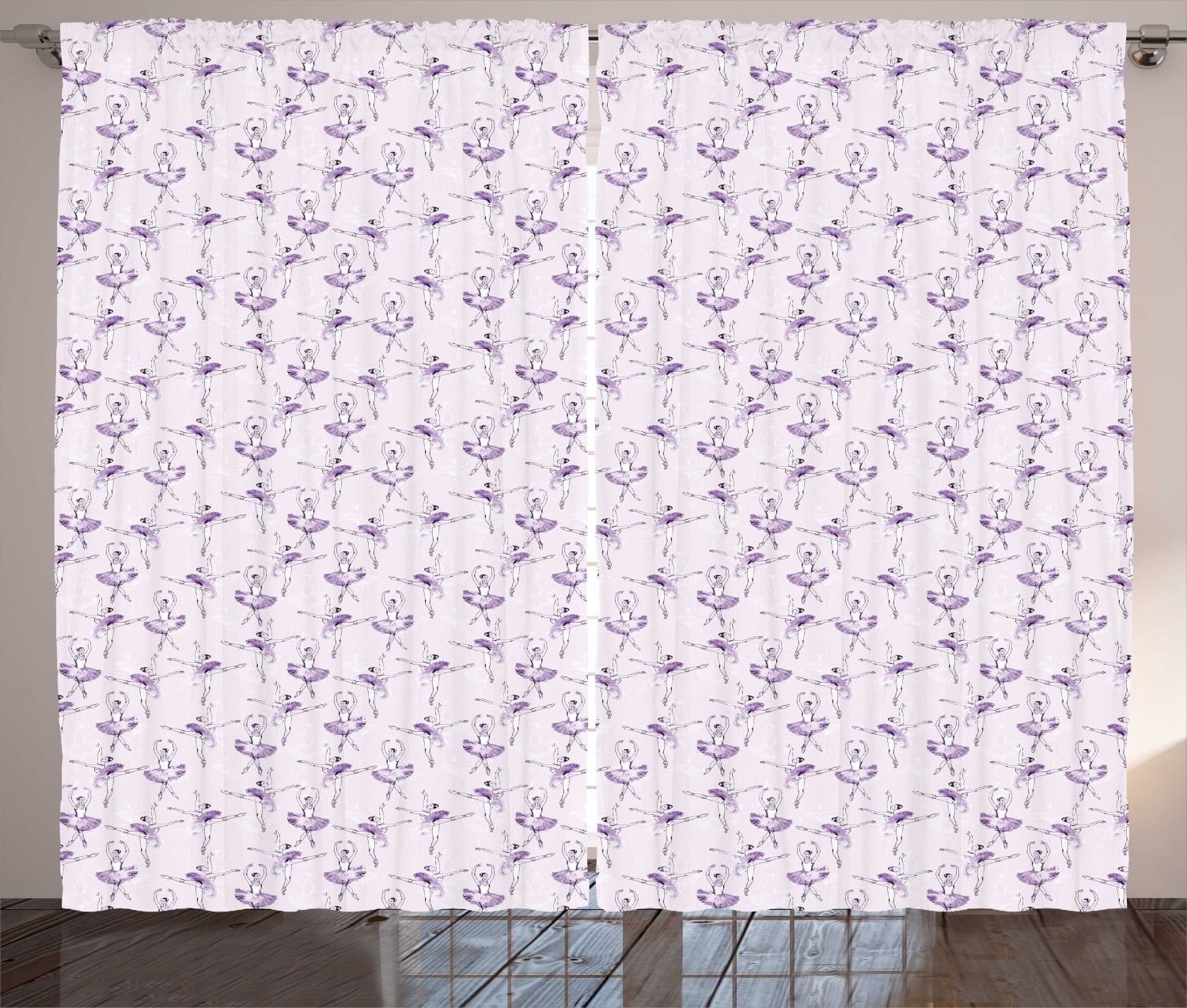 Ambesonne Ballerina Curtains 2 Panel Set, Pattern of Ballet Dancers ...