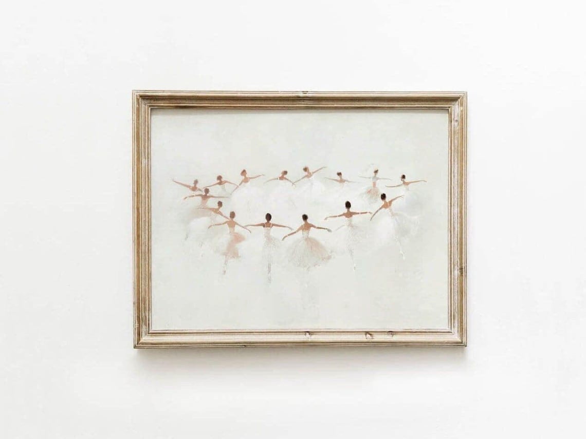 Ballerina Dance White Soft Feminine Decor Coquette Aesthetic Retro Wall ...