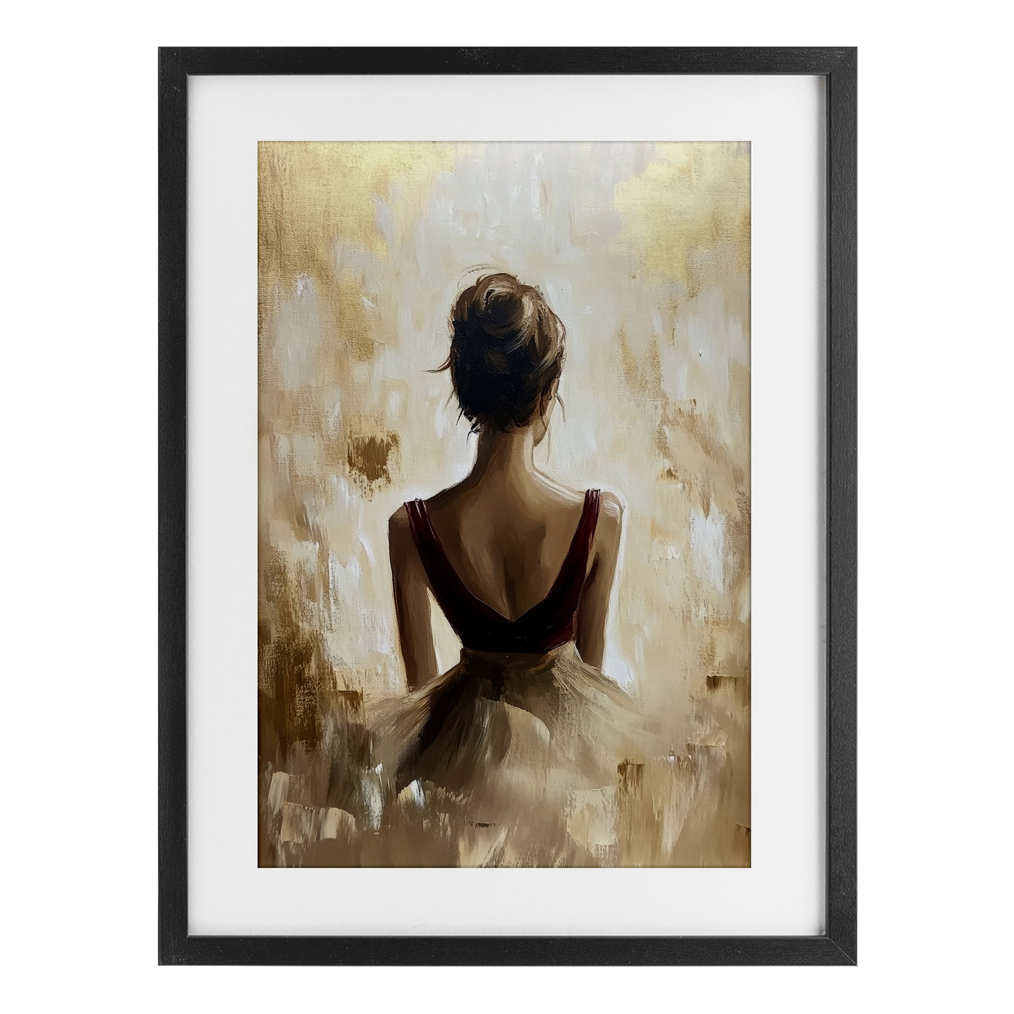 Stupell Industries Ballerina Figure Abstract Portrait Black Framed ...