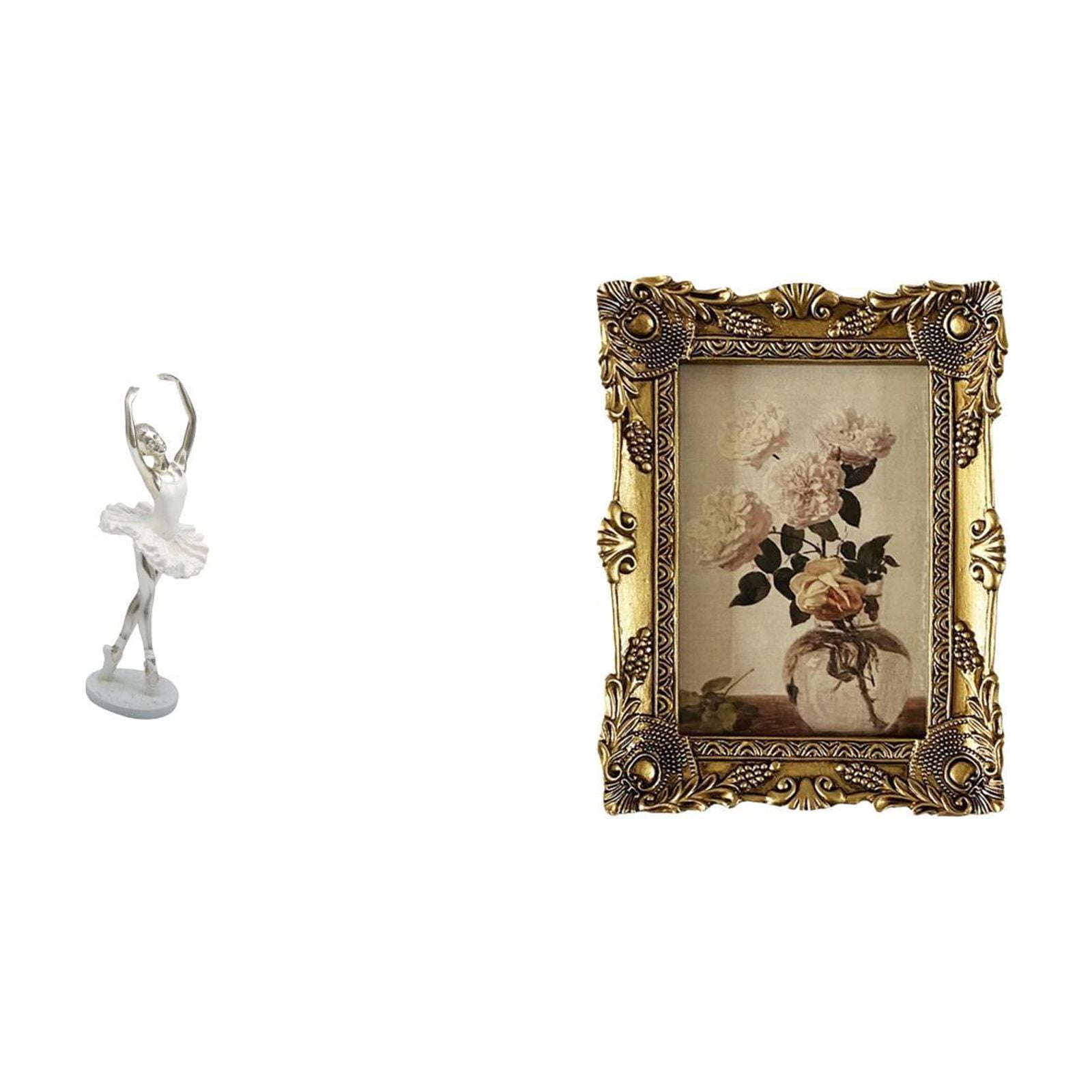 Ballerina Figurine Photo Frame Statue with Vintage Resin Material for ...