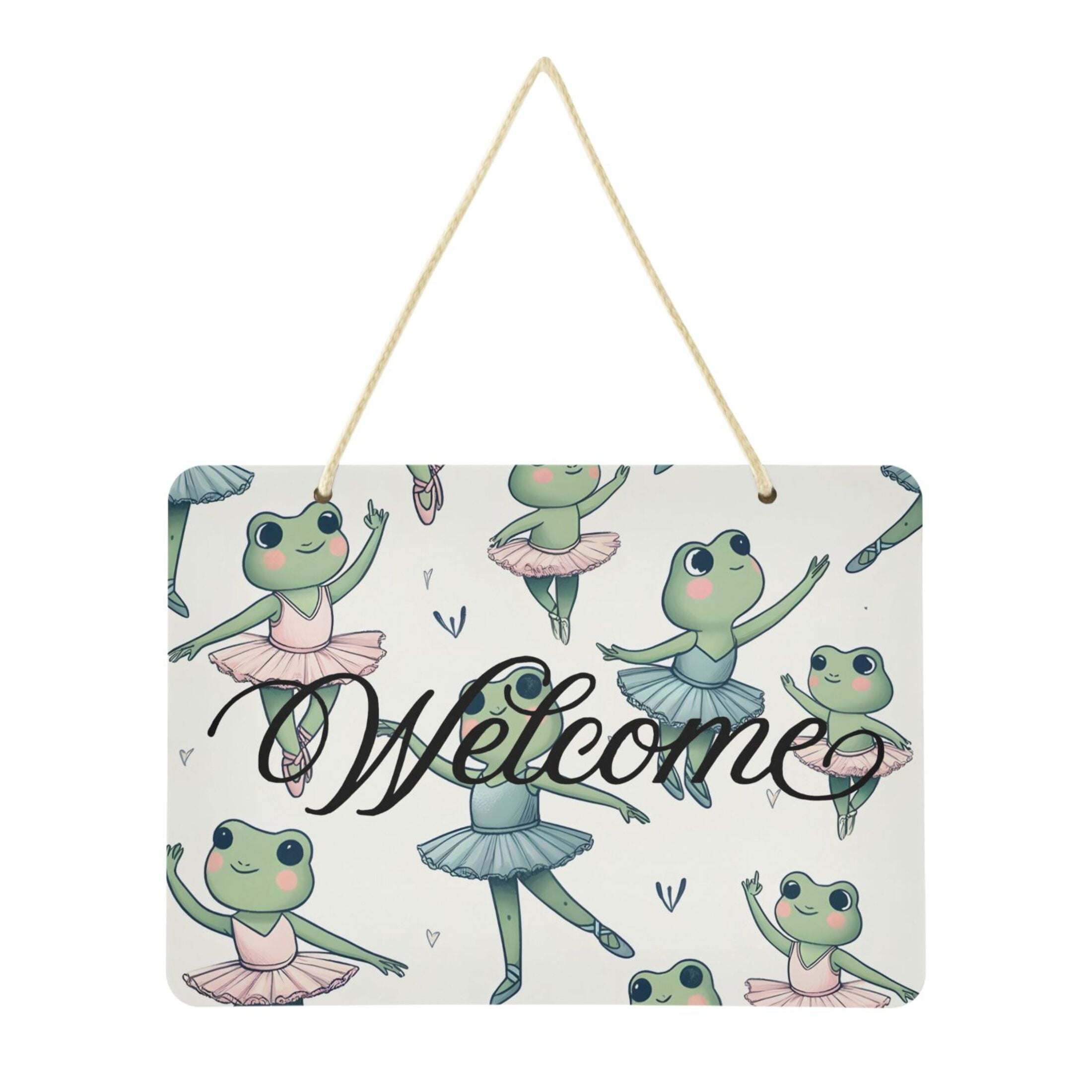 Ballerina Frogs Welcome Sign Front Door PVC 14x10 inch Hanger Hello ...