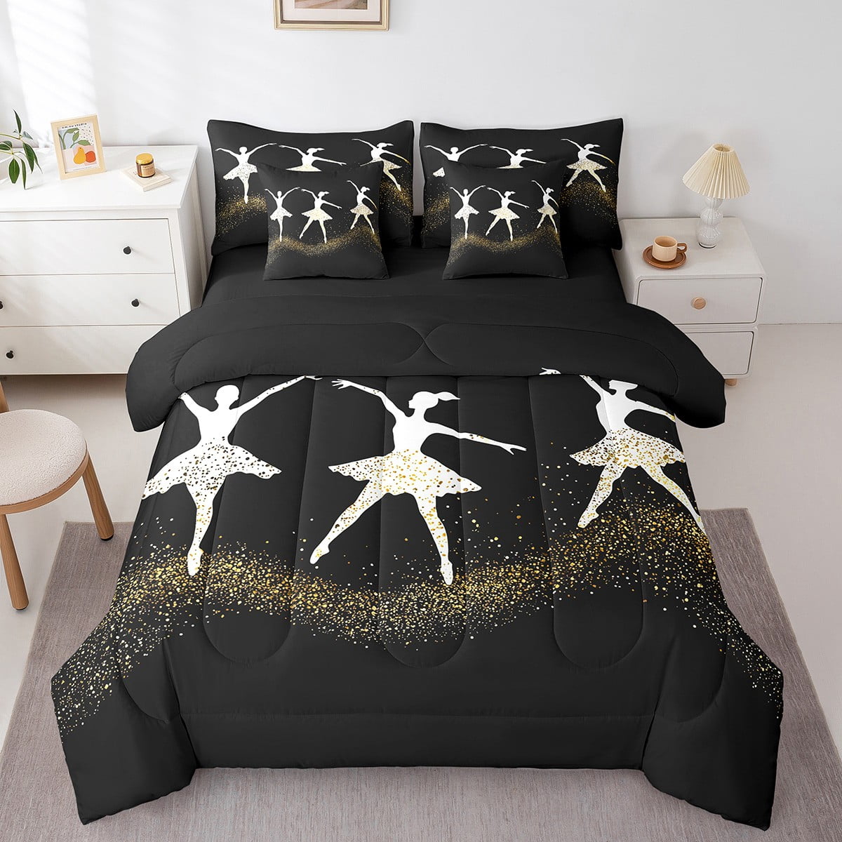 Ballerina Full Bedding Sets, Dance Elegant Ballet Comforter Set For Kid ...