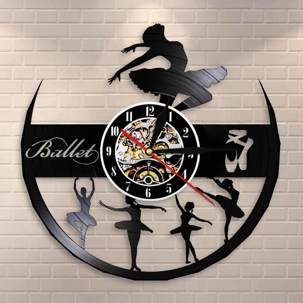 Ballerina Girl Nursery Girls Room Vinyl Wall Clock,Vinyl Record Clock ...