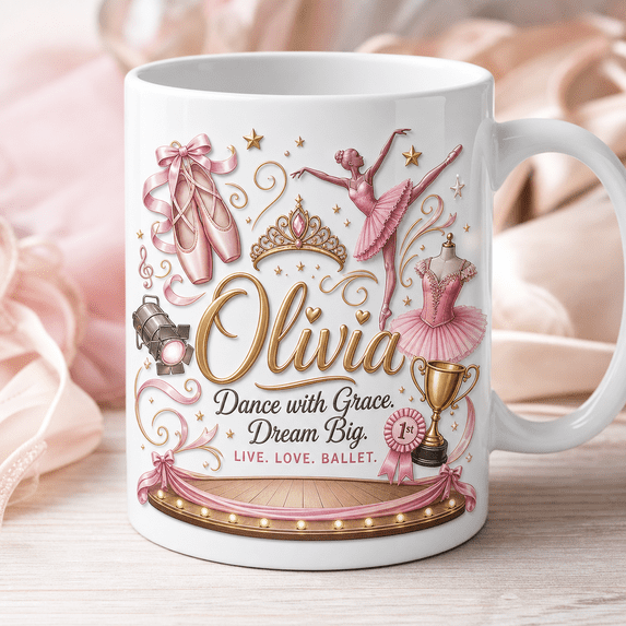 Ballerina Mug Ballet Lover Gift with Pink Dance Design for Dancer ...