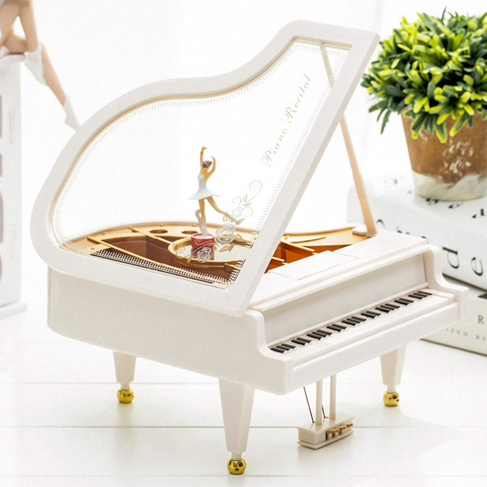 Ballerina Music Box, Piano Music Box for Women Girls White Valentine'S ...