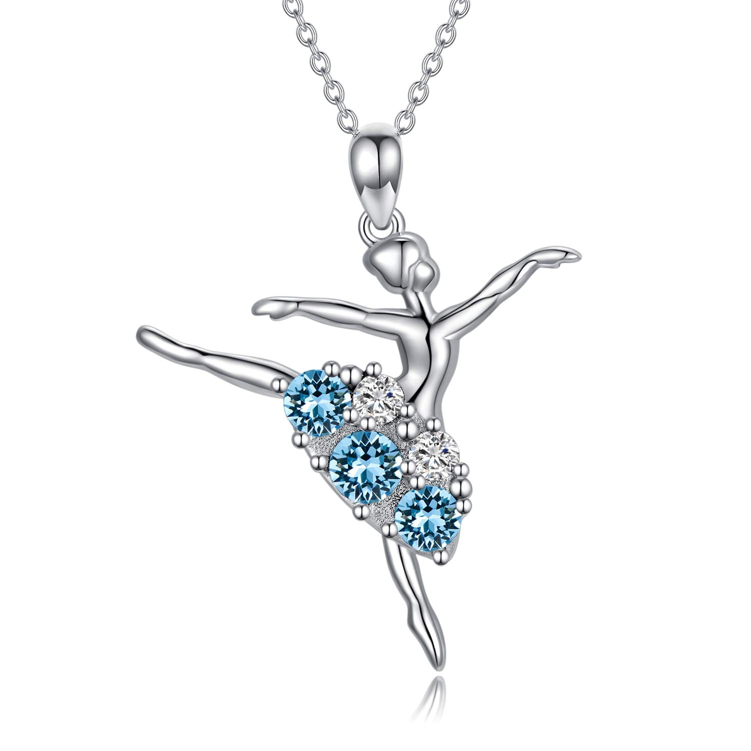 Ballerina Necklace Sterling Silver Ballet Dancer Pendant Jewelry with ...