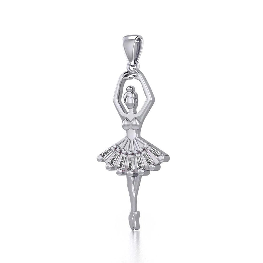 Ballerina Posing 925 Sterling Silver Pendant Dancing Jewelry Cubic ...