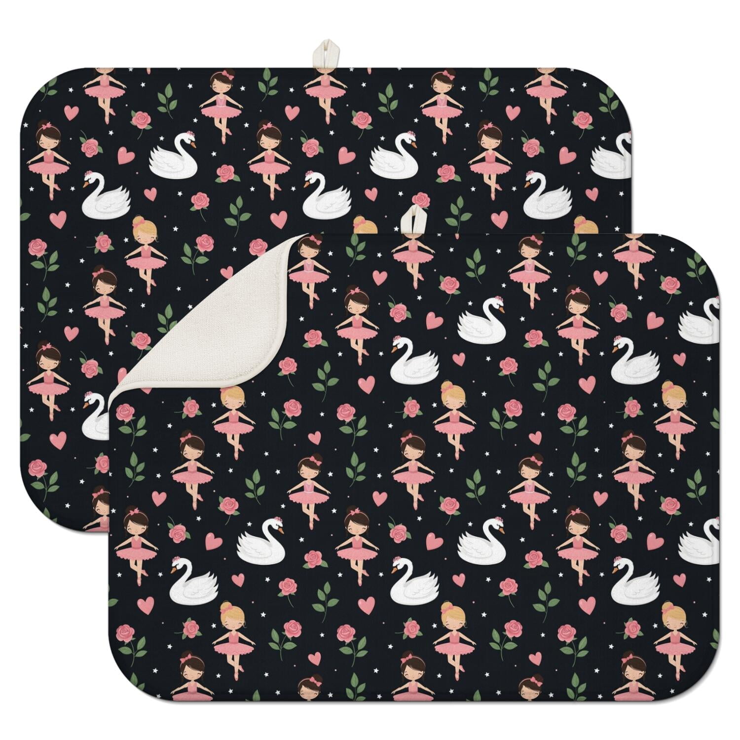 Ballerina Princess Swan Pattern Dish Drying Mat for Kitchen 1 Pack ...